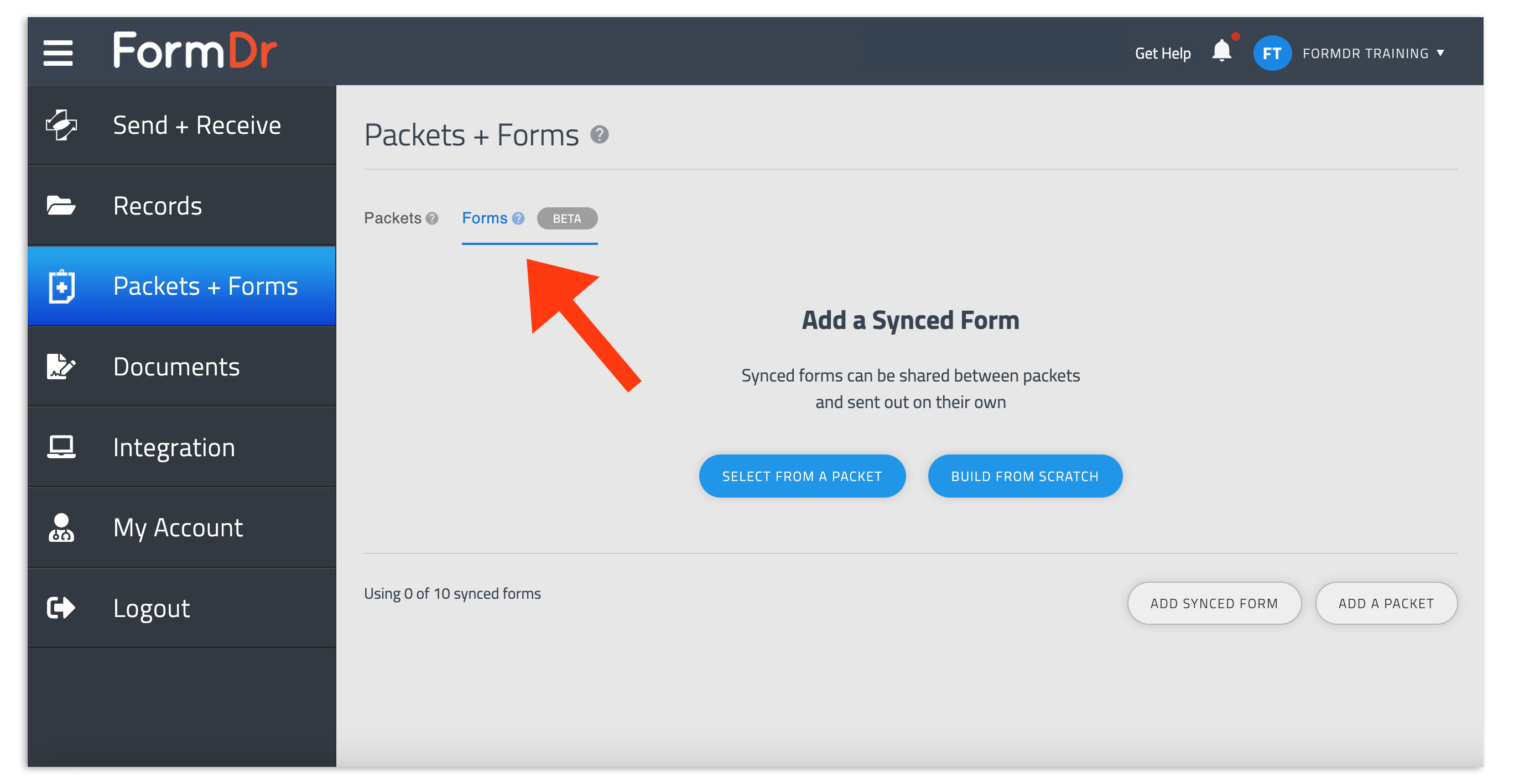 Creating a Synced Form (Select From a Packet) – FormDr Product Guide