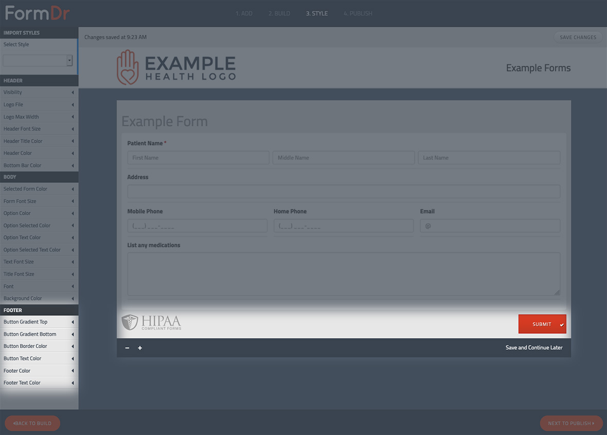 Footer Styles – FormDr Product Guide